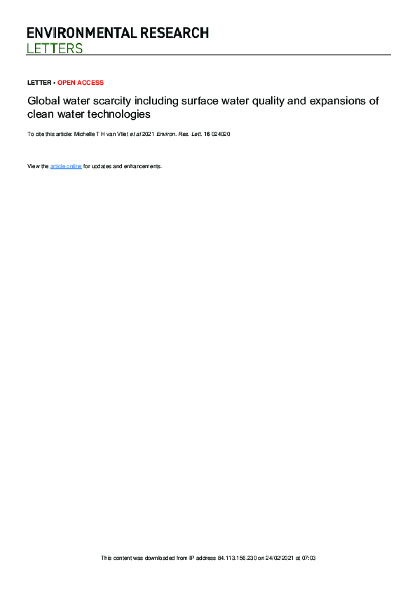 (PDF) Global water scarcity including surface water quality and ...