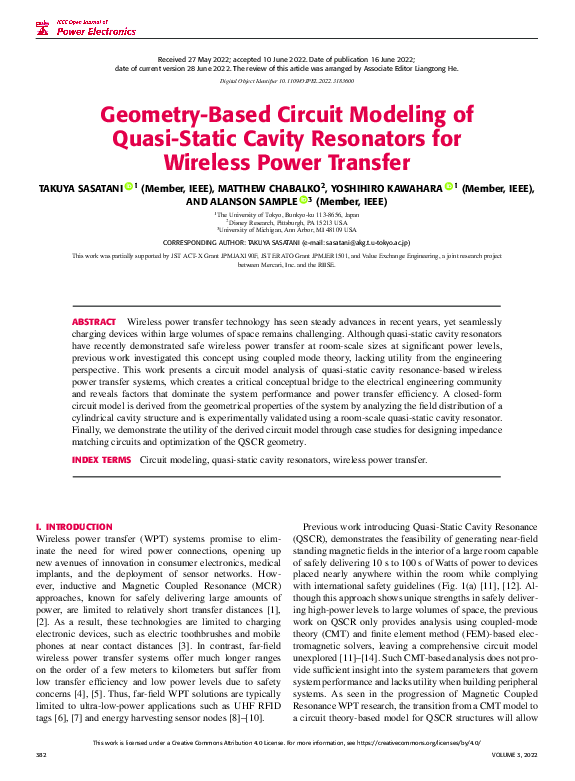 (PDF) Geometry-Based Circuit Modeling of Quasi-Static Cavity Resonators for Wireless Power Transfer