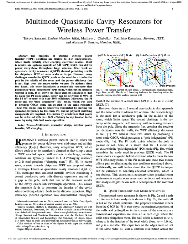 (PDF) Multimode Quasistatic Cavity Resonators for Wireless Power Transfer
