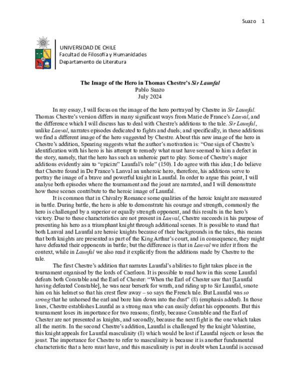 (PDF) The Image of the Hero in Thomas Chestre's Sir Launfal