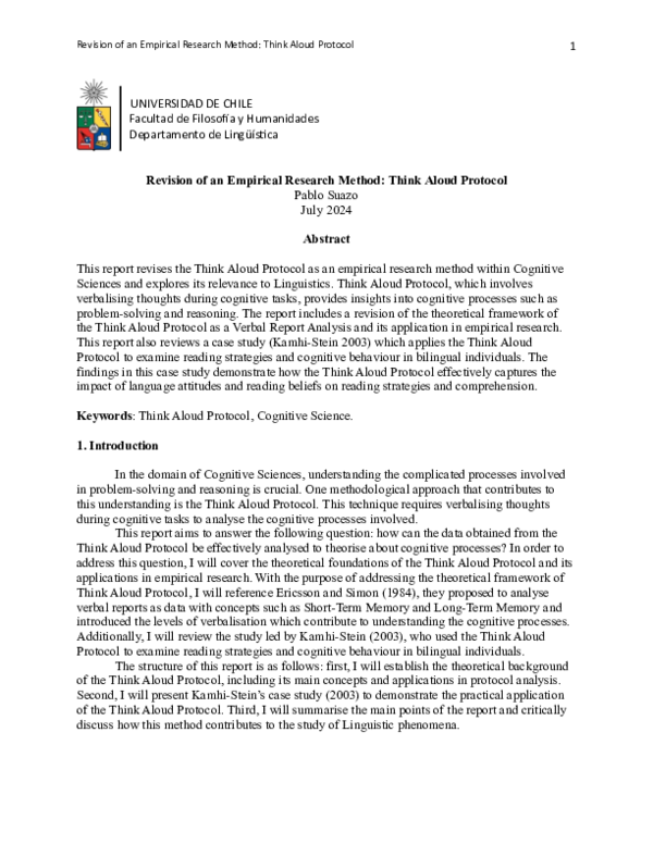 (PDF) Revision of an Empirical Research Method: Think Aloud Protocol