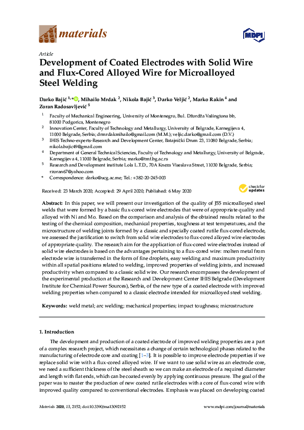 (PDF) Development of Coated Electrodes with Solid Wire and Flux-Cored ...