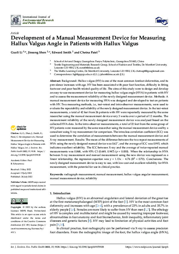 (PDF) Development of a Manual Measurement Device for Measuring Hallux ...