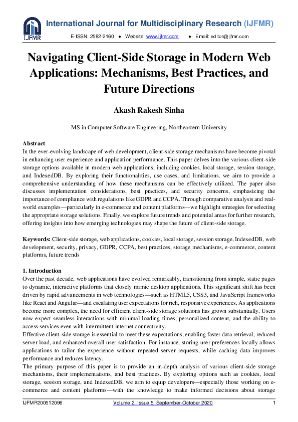 (PDF) Navigating Client-Side Storage in Modern Web Applications: Mechanisms, Best Practices, and ...