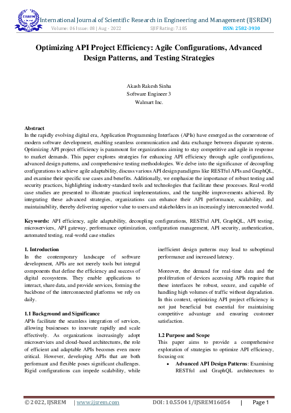 (PDF) Optimizing API Project Efficiency: Agile Configurations, Advanced ...