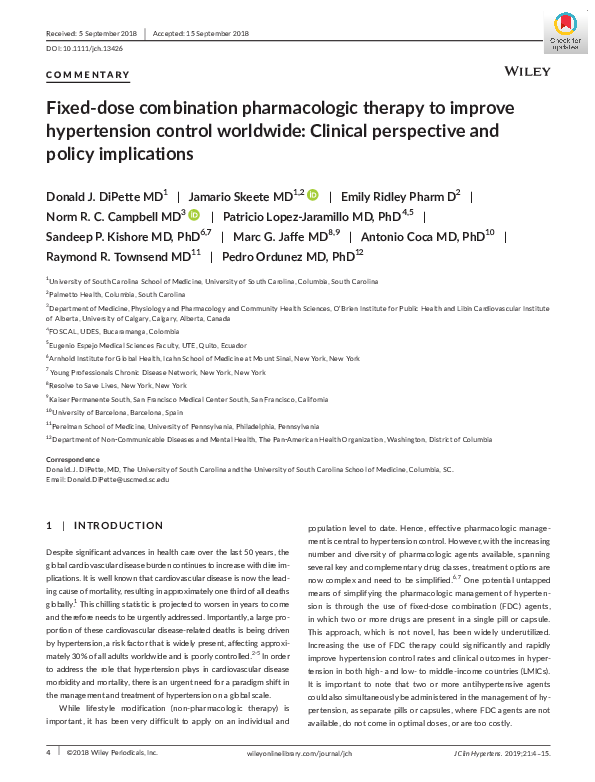 (PDF) Fixed‐dose combination pharmacologic therapy to improve ...