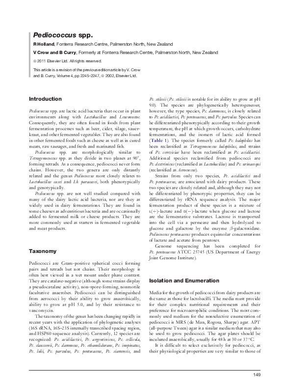 (PDF) Lactic Acid Bacteria: Pediococcus spp