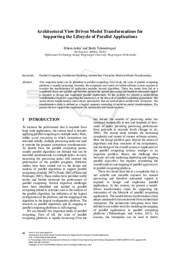 (PDF) Architectural View Driven Model Transformations for Supporting the Lifecycle of Parallel ...