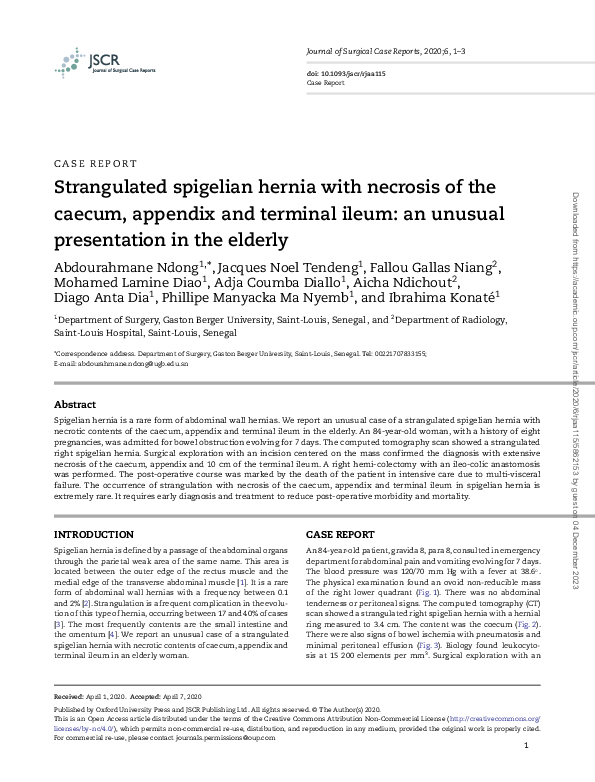 (PDF) Strangulated spigelian hernia with necrosis of the caecum ...