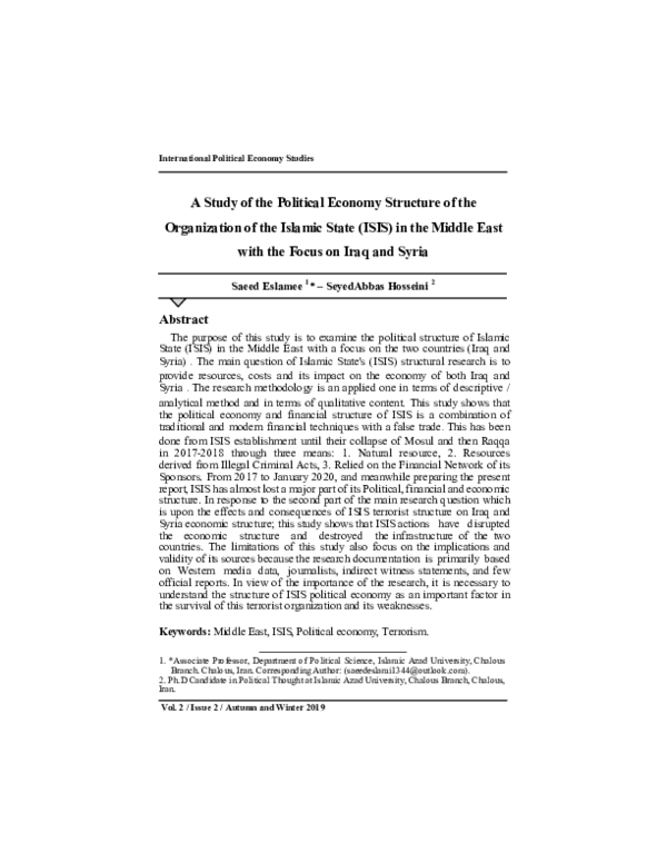 (PDF) A Study of the Political Economy Structure of the Organization of ...