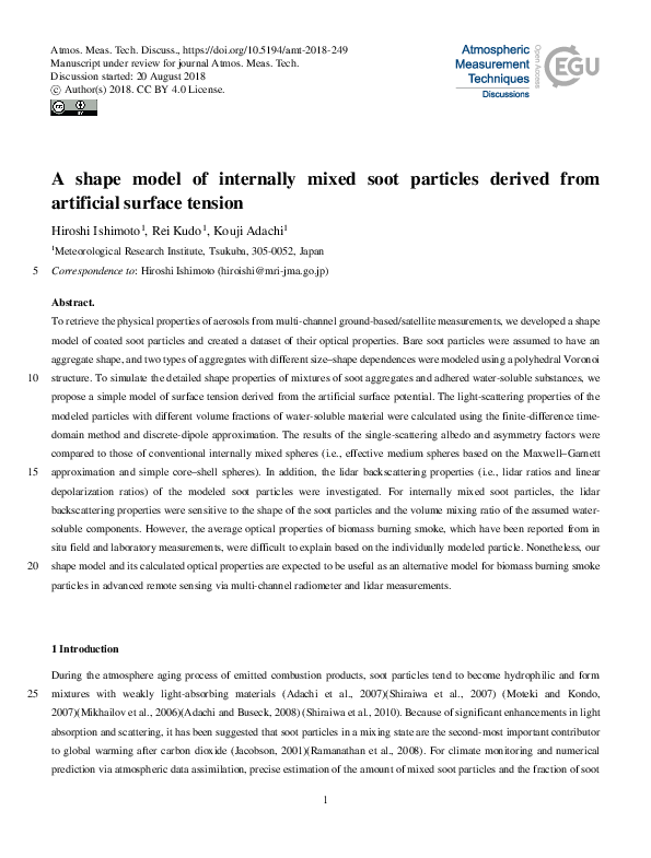 (PDF) A shape model of internally mixed soot particles derived from ...