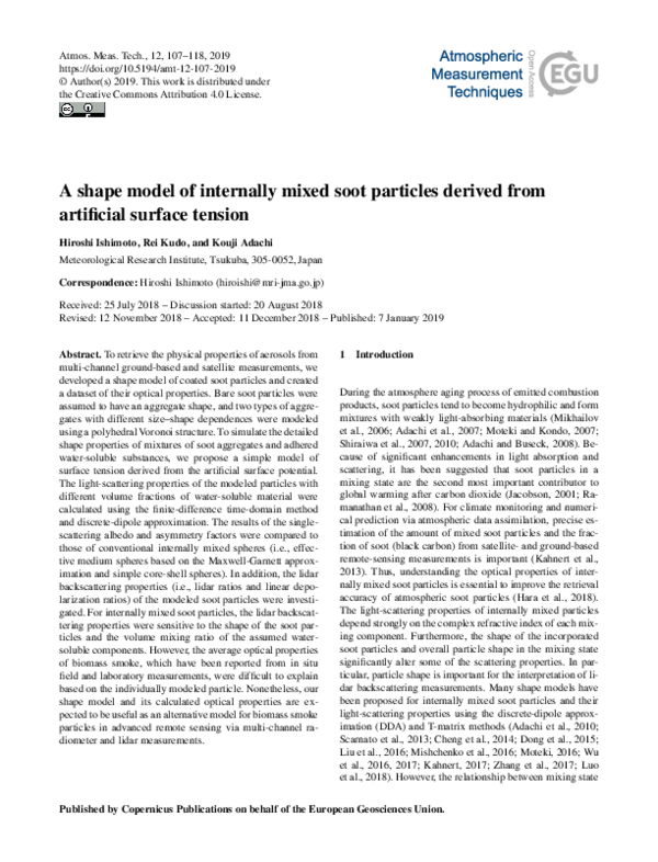 (PDF) A shape model of internally mixed soot particles derived from ...