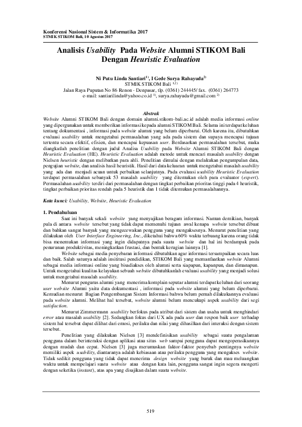 (PDF) Analisis Usability Pada Website Alumni STIKOM Bali Dengan ...
