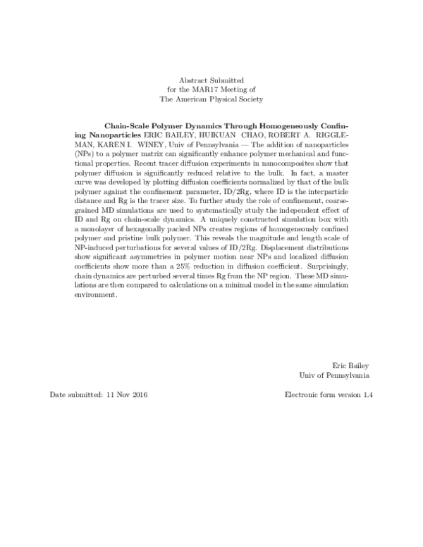 (PDF) Chain-Scale Polymer Dynamics Through Homogeneously Confining ...
