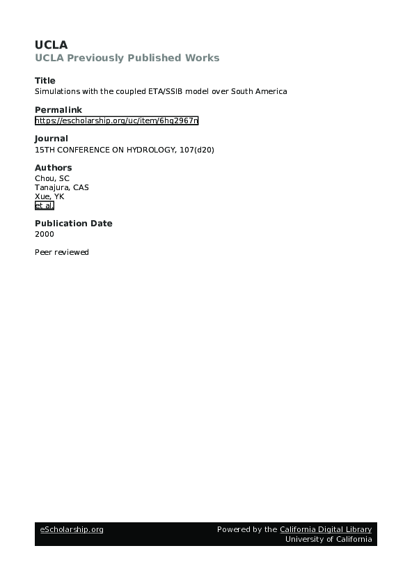 (PDF) Simulations with the coupled ETA/SSIB model over South America