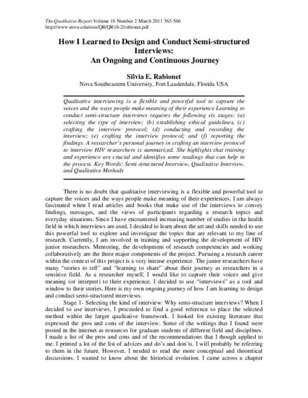 (PDF) How I Learned to Design and Conduct Semi-structured Interviews ...
