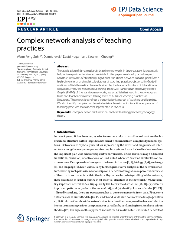 (PDF) Complex network analysis of teaching practices