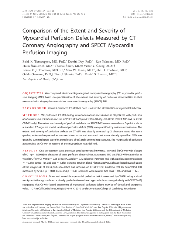 (PDF) Comparison of the Extent and Severity of Myocardial Perfusion ...
