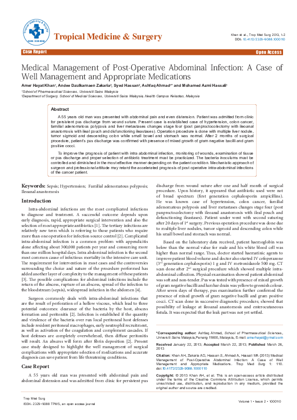 (PDF) Medical Management of Post-Operative Abdominal Infection: A Case ...