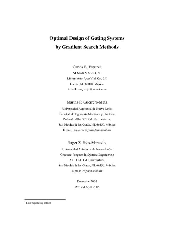 (PDF) Optimal design of gating systems by gradient search methods