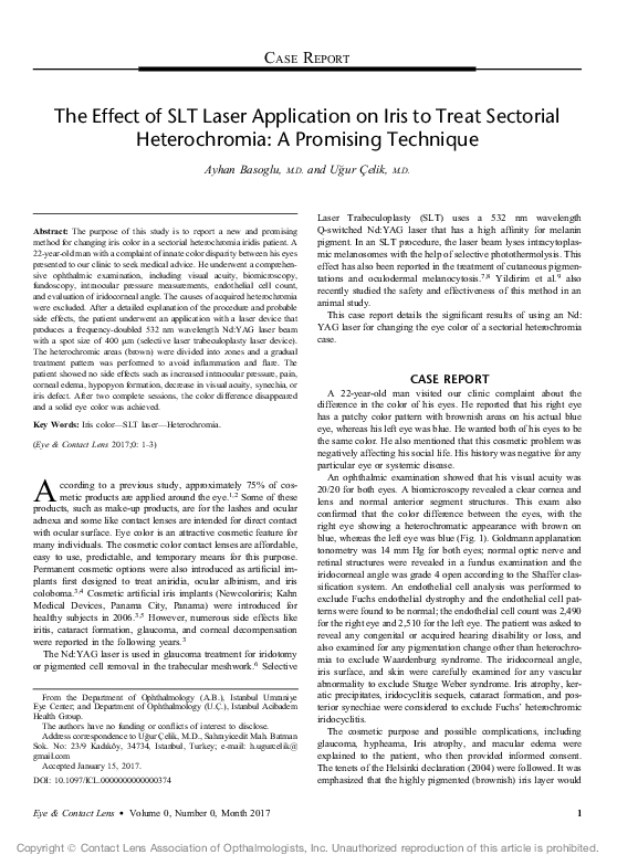 (PDF) The Effect of SLT Laser Application on Iris to Treat Sectorial ...