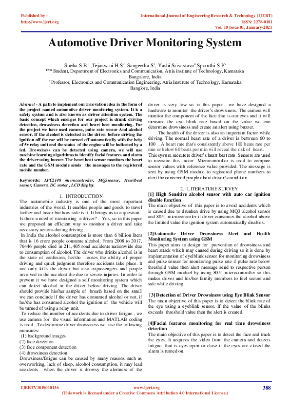 (PDF) Automotive Driver Monitoring System