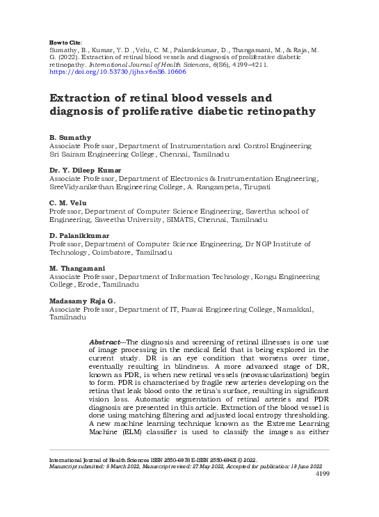 (PDF) Extraction of retinal blood vessels and diagnosis of proliferative diabetic retinopathy