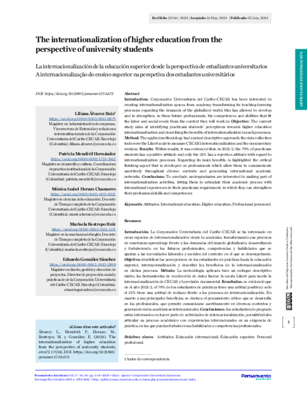 (PDF) The internationalization of higher education from theperspective ...