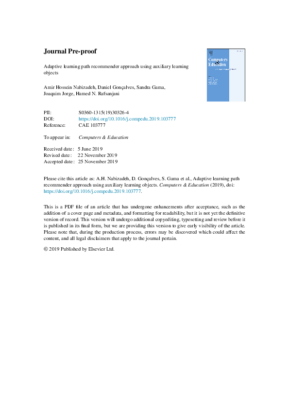 (PDF) Adaptive learning path recommender approach using auxiliary learning objects