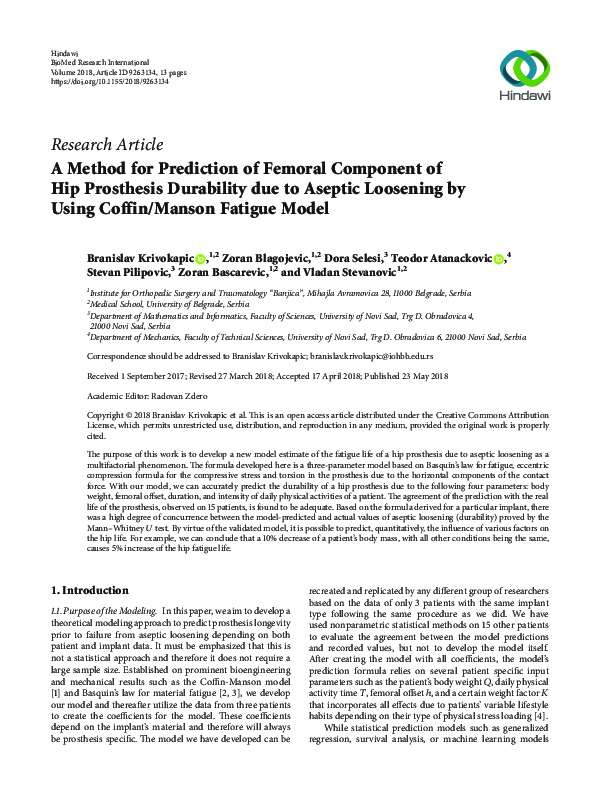 (PDF) A Method for Prediction of Femoral Component of Hip Prosthesis ...