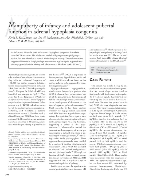 (PDF) Minipuberty of infancy and adolescent pubertal function in ...