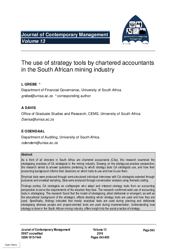 (PDF) The use of strategy tools by chartered accountants in the South ...