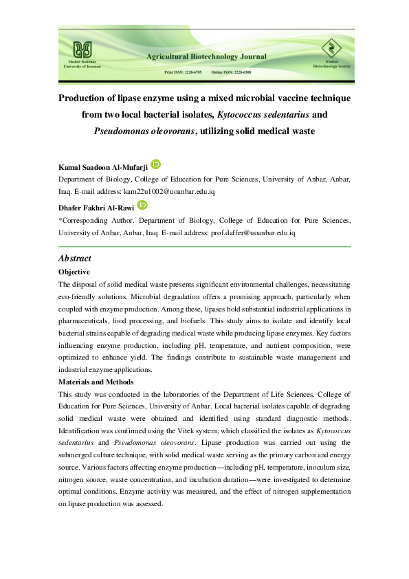 (PDF) Production of lipase enzyme using a mixed microbial vaccine ...
