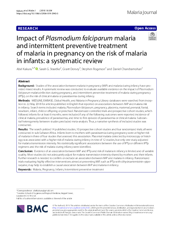 (PDF) Impact of Plasmodium falciparum malaria and intermittent ...