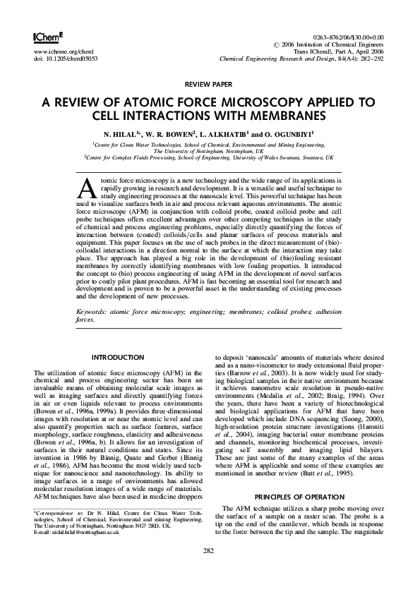 (PDF) A Review of Atomic Force Microscopy Applied to Cell Interactions ...