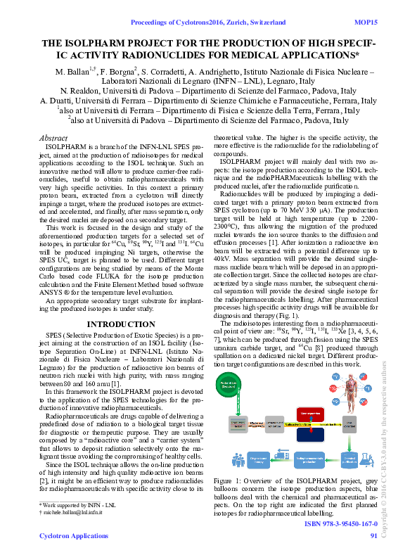 (PDF) The ISOLPHARM Project for the Production of High Specific ...
