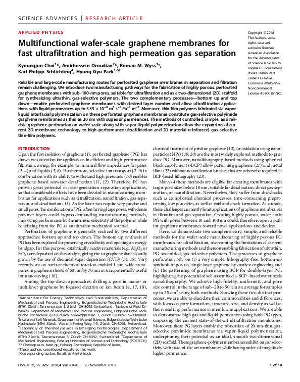 (PDF) Multifunctional wafer-scale graphene membranes for fast ...