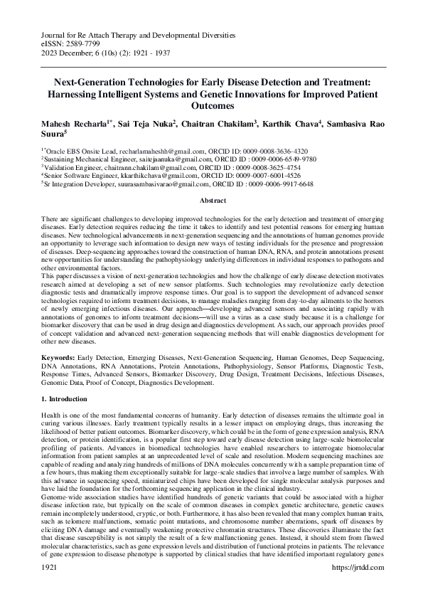 (PDF) Next-Generation Technologies for Early Disease Detection and ...