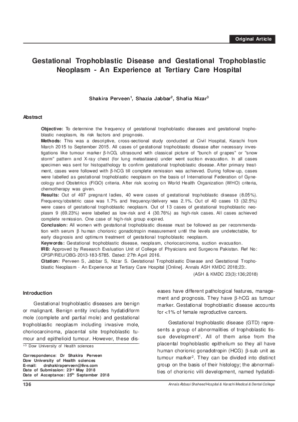 (PDF) Gestational Trophoblastic Disease and Gestational Trophoblastic ...