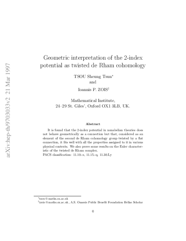 (PDF) Geometric interpretation of the 2-index potential as twisted de ...