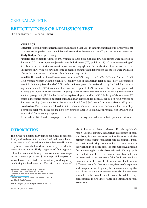 (PDF) Effectiveness of Admission Test