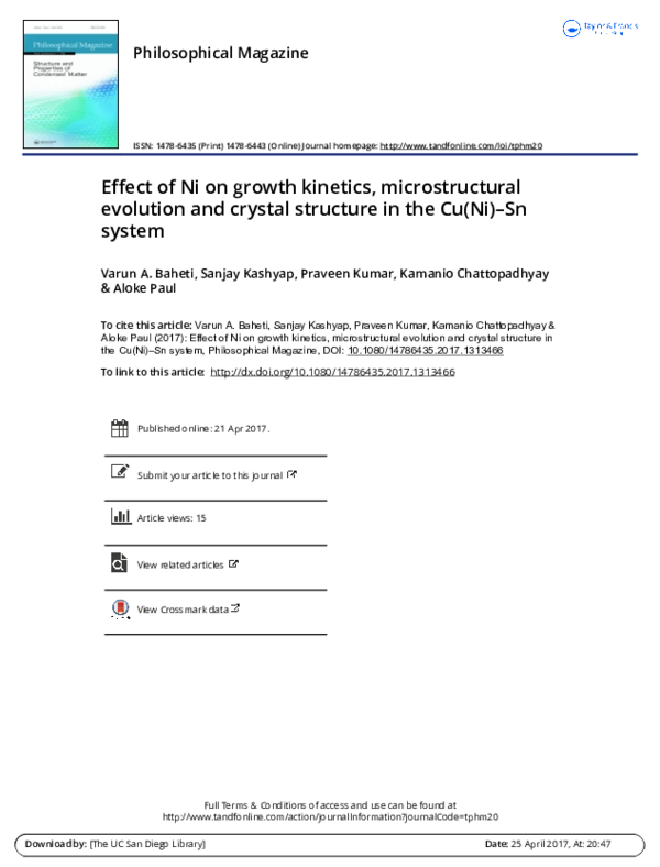 (PDF) Effect of Ni on growth kinetics, microstructural evolution and ...