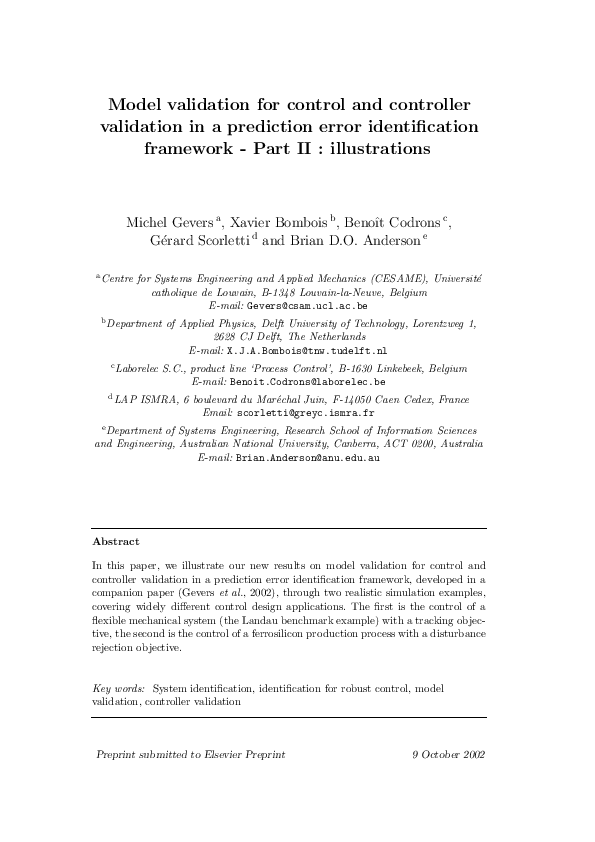 (PDF) Model validation for control and controller validation in a prediction error ...