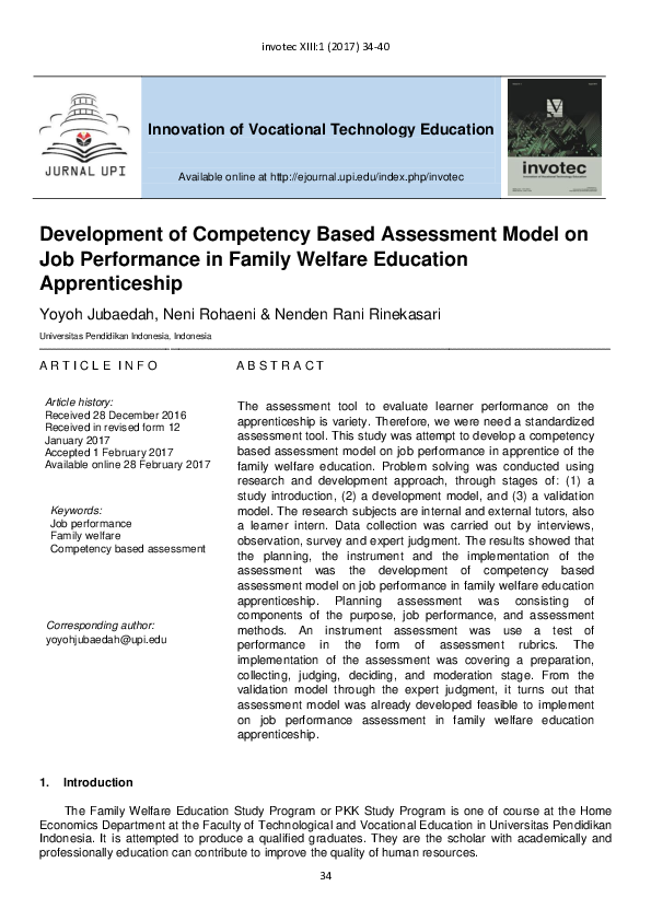 (PDF) Development of Competency Based Assessment Model on Job ...