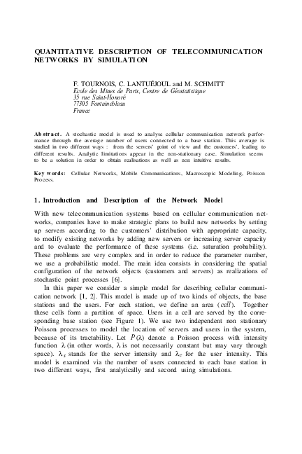 (PDF) Quantitative Description of Telecommunication Networks by Simulation
