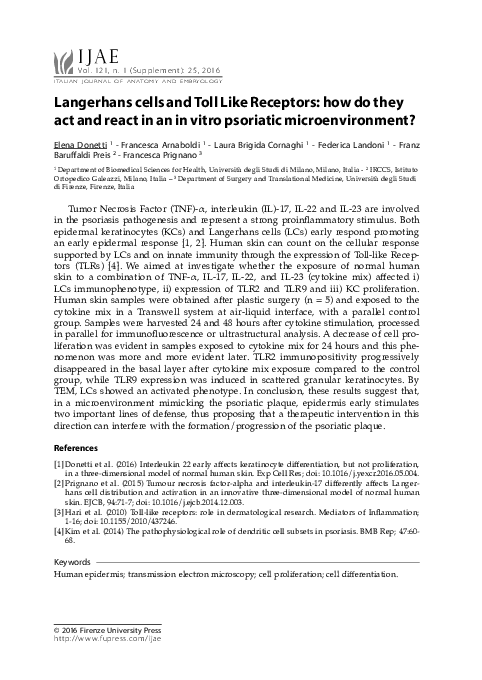 (PDF) Langerhans cells and Toll Like Receptors: how do they act and ...