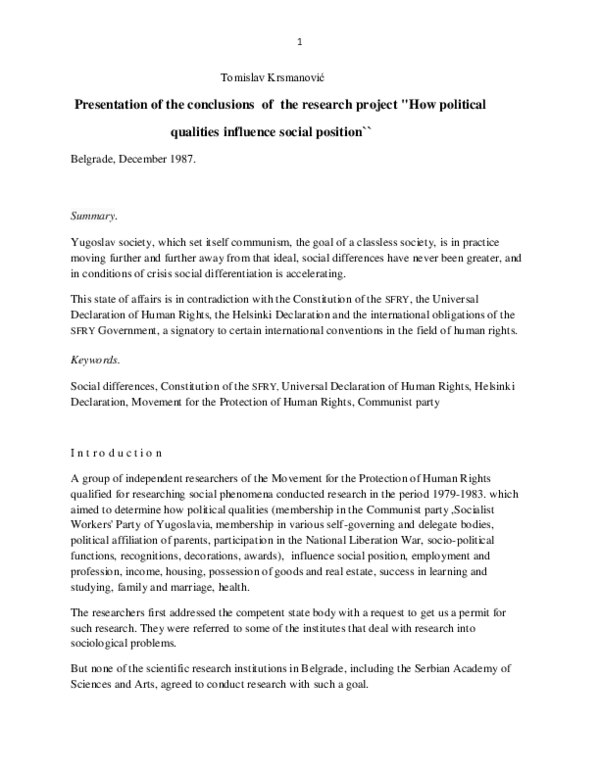 (PDF) Presentation of the conclusions of the research project "How ...