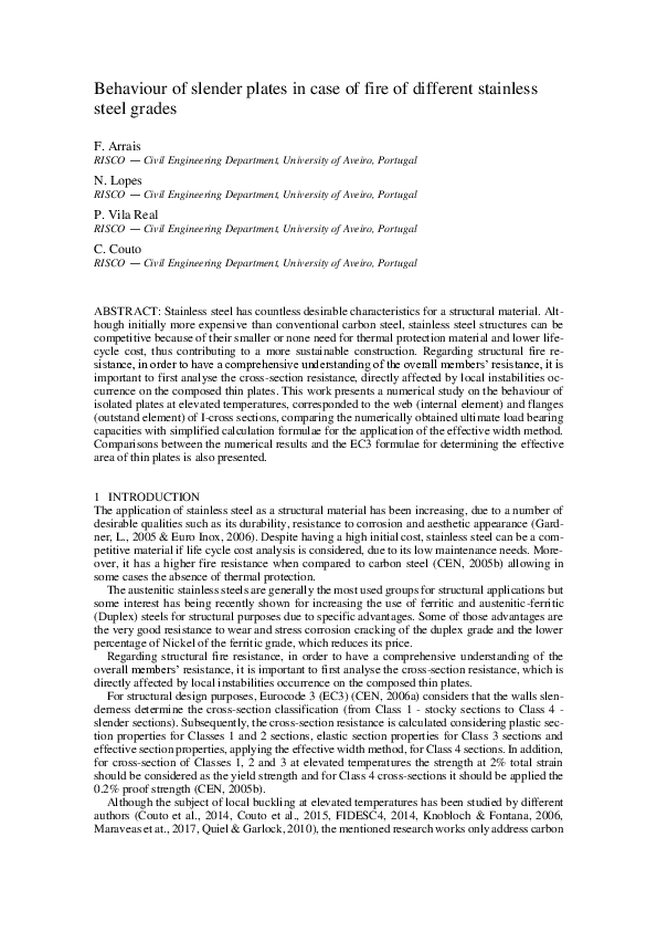 (PDF) Behaviour of slender plates in case of fire of different ...