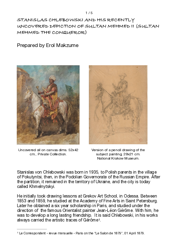 (PDF) Chlebowski and an uncovered painting of Sultan Mehmet II (Fatih ...