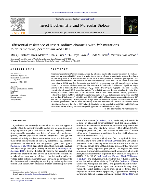 (PDF) Differential resistance of insect sodium channels with kdr ...